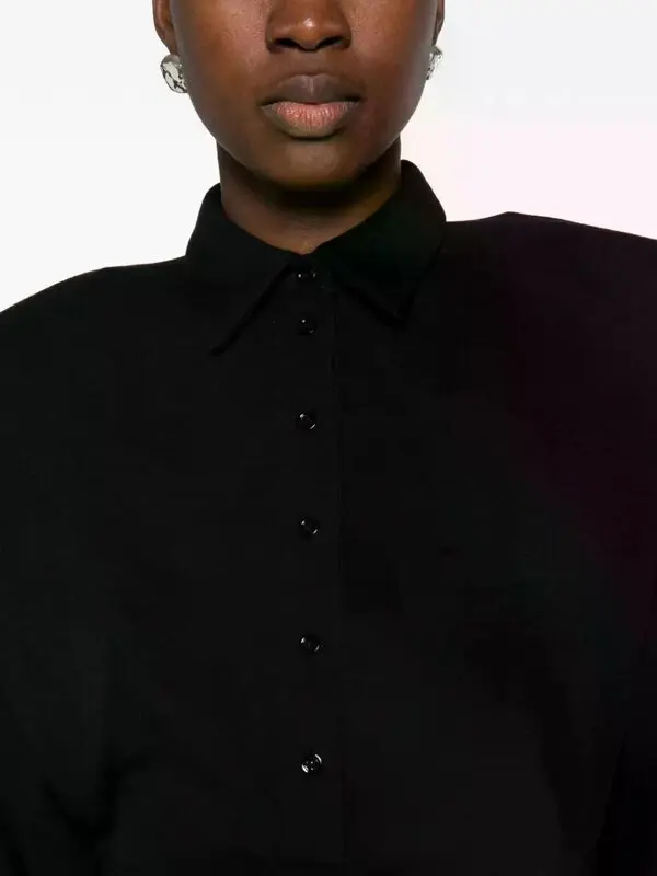 MUGLER Padded-shoulder Button-up Blouse