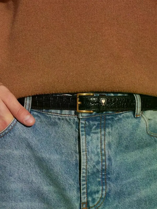 AMI Paris Croc-effect Leather Belt