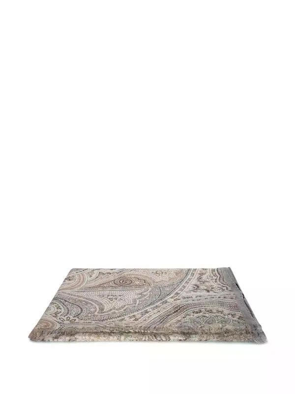 DELL'OGLIO Paisley-print Frayed Scarf - Grey