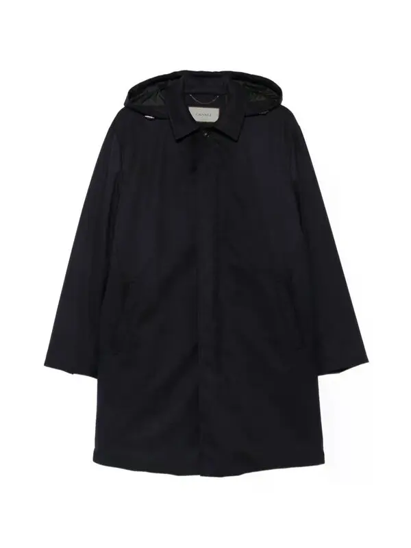 Canali Hooded Wool Coat - Blue