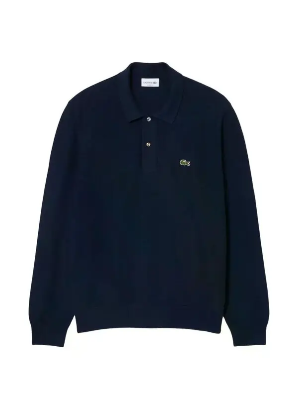 Lacoste Classic-fit Long-sleeved Knitted Polo Shirt - Blue