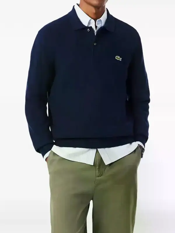 Lacoste Classic-fit Long-sleeved Knitted Polo Shirt