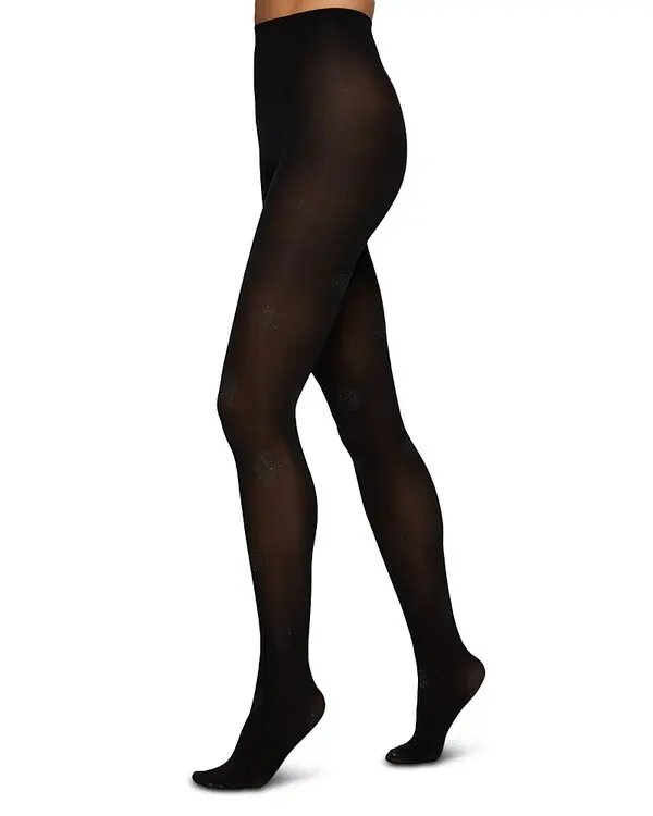 Hue Metallic Polka Dot Tights - Black