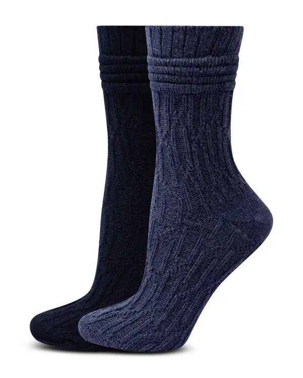 Hue Bubble Cable Knit Crew Socks, Set Of 2