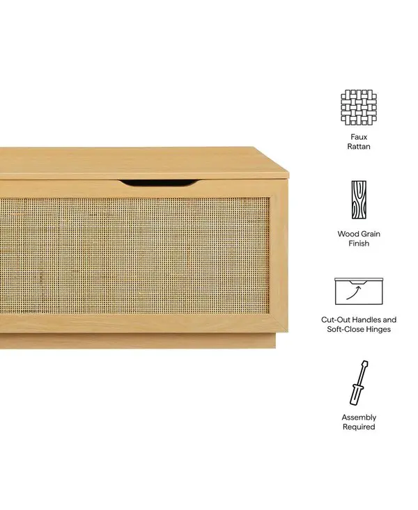 MODWAY Soma 47 Rattan Storage Bench - Oak