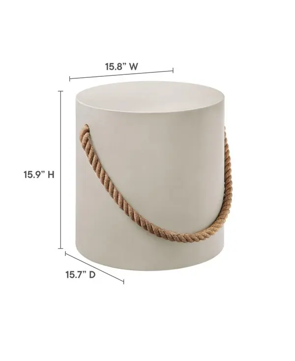 MODWAY Isera Indoor Outdoor Patio Rope Concrete Side Table Stool