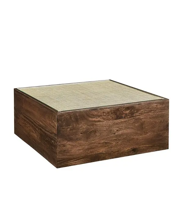 MODWAY Truett Square Wood Rattan Coffee Table