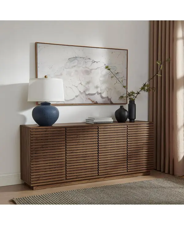 MODWAY Render 4-door Fluted Sideboard Cabinet Tv Stand - Walnut
