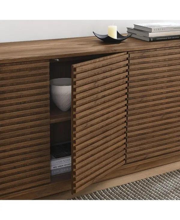 MODWAY Render 4-door Fluted Sideboard Cabinet Tv Stand - Walnut