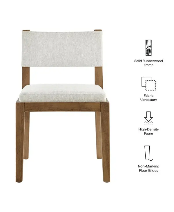 MODWAY Calder Fabric Upholstered Wood Armless Dining Chair - Ivory