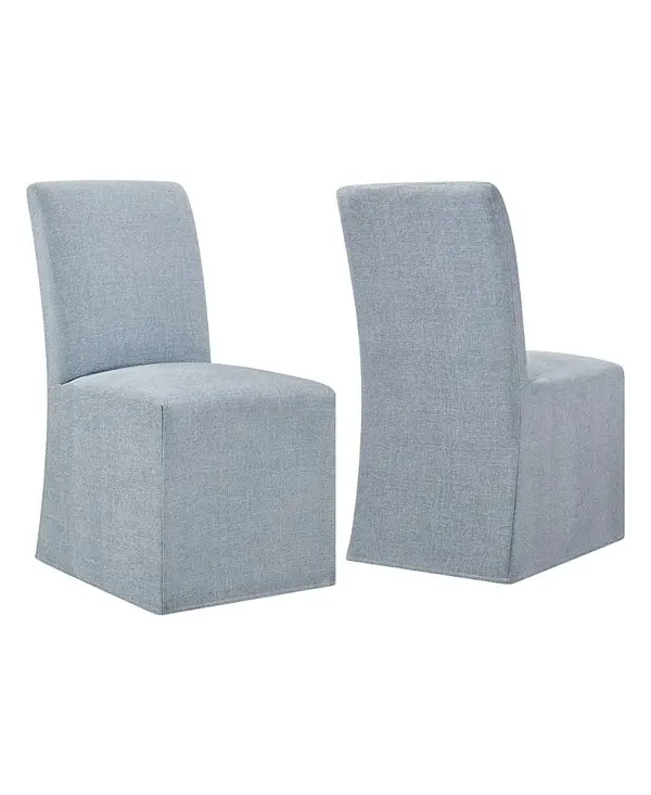 MODWAY Aster Slub Weave Fabric Slipcovered Dining Chairs, Set Of 2 - Sky