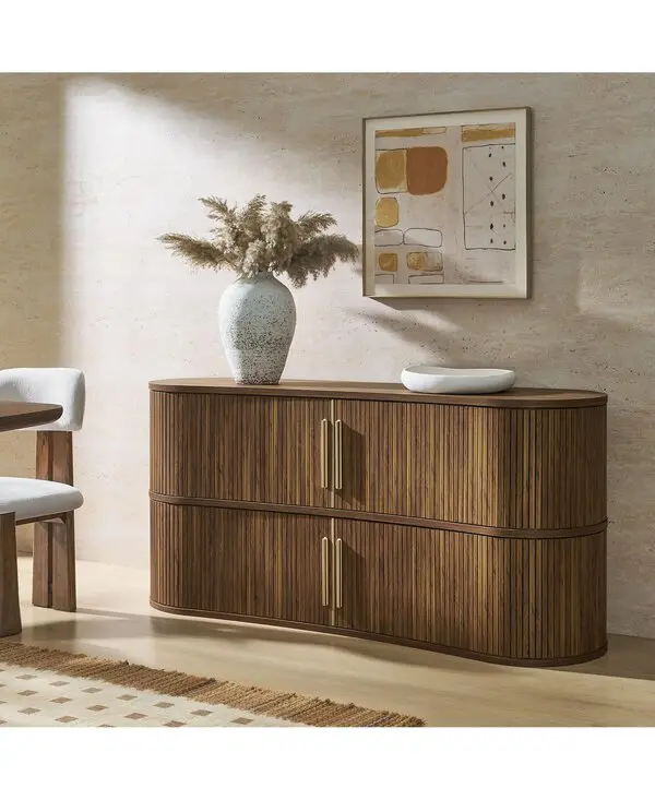 MODWAY Radcliffe 63 Curved Fluted Sideboard Buffet Cabinet