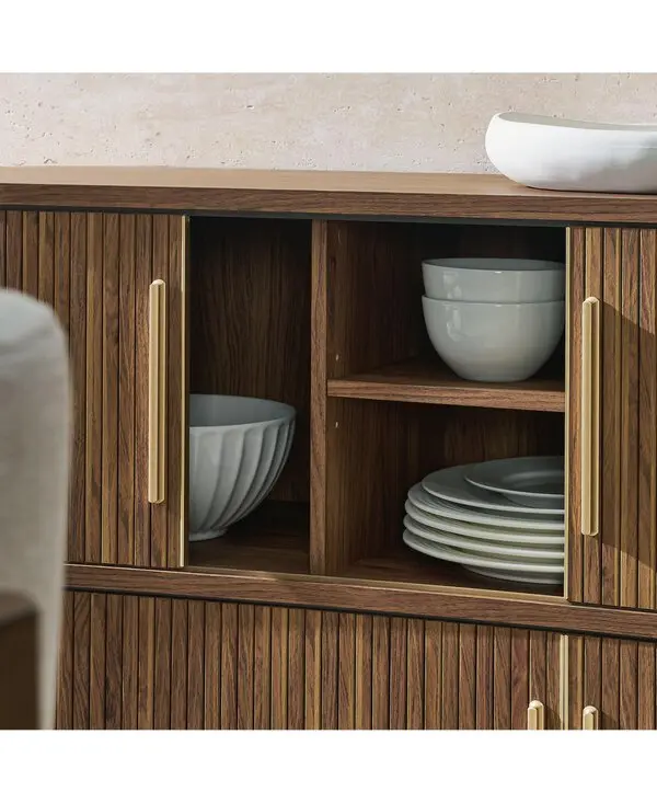 MODWAY Radcliffe 63 Curved Fluted Sideboard Buffet Cabinet