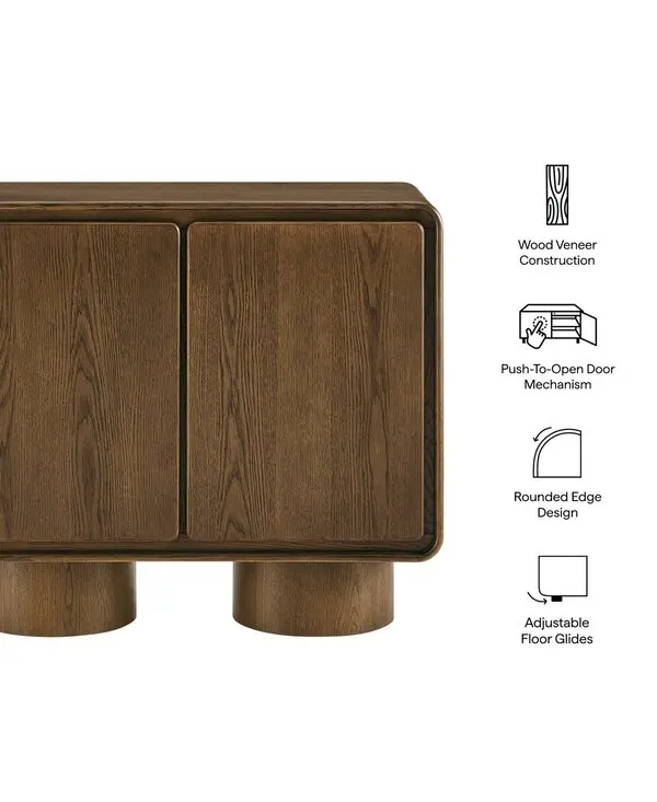MODWAY Lumo 2-door Curved Wood Accent Cabinet - Walnut