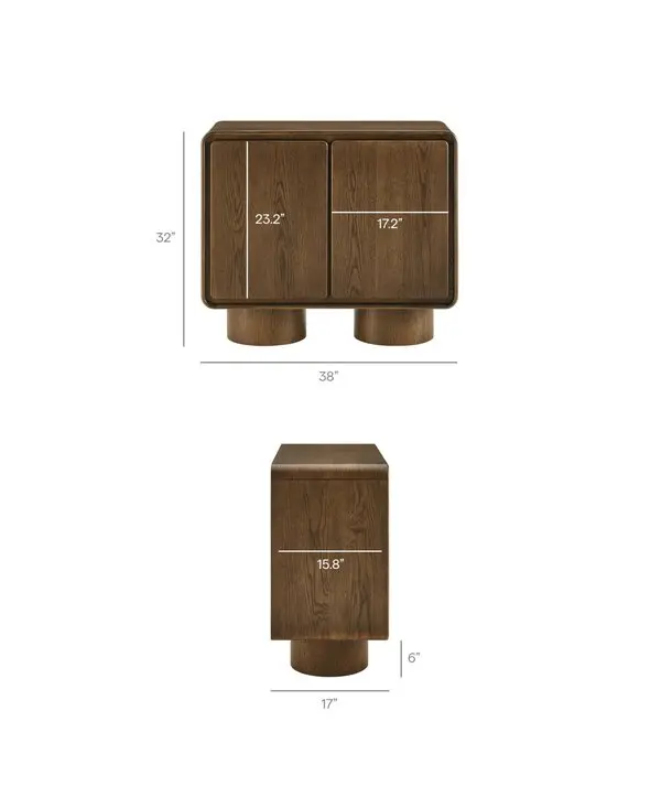 MODWAY Lumo 2-door Curved Wood Accent Cabinet - Walnut