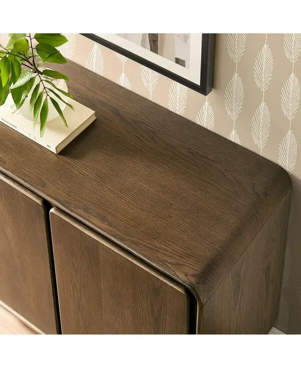 MODWAY Lumo 2-door Curved Wood Accent Cabinet - Walnut