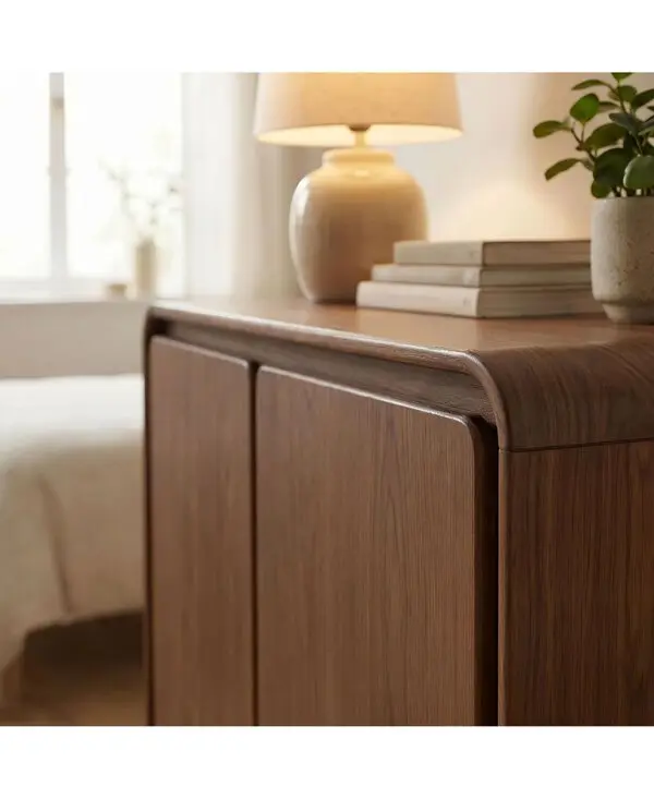 MODWAY Lumo 2-door Curved Wood Accent Cabinet - Walnut