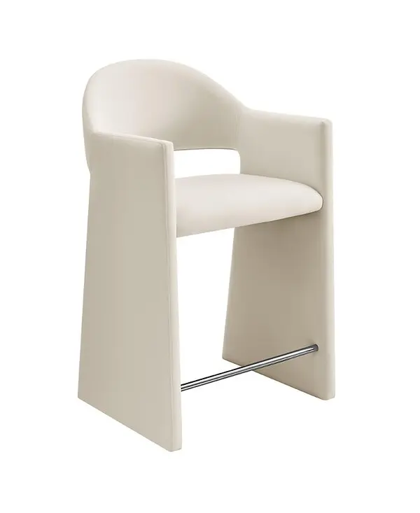 MODWAY Talia 37 Inch Performance Velvet Counter Stool - Alabaster