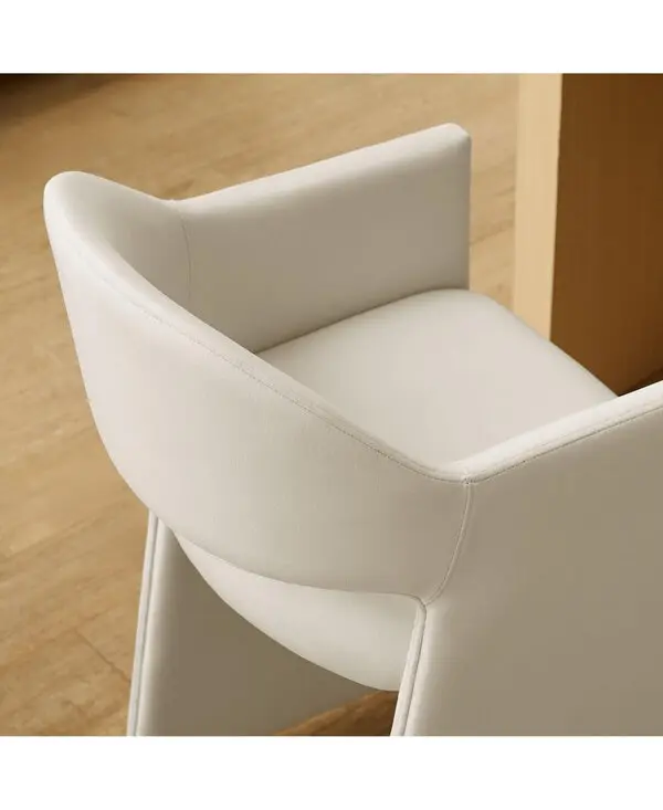 MODWAY Talia 37 Inch Performance Velvet Counter Stool - Alabaster