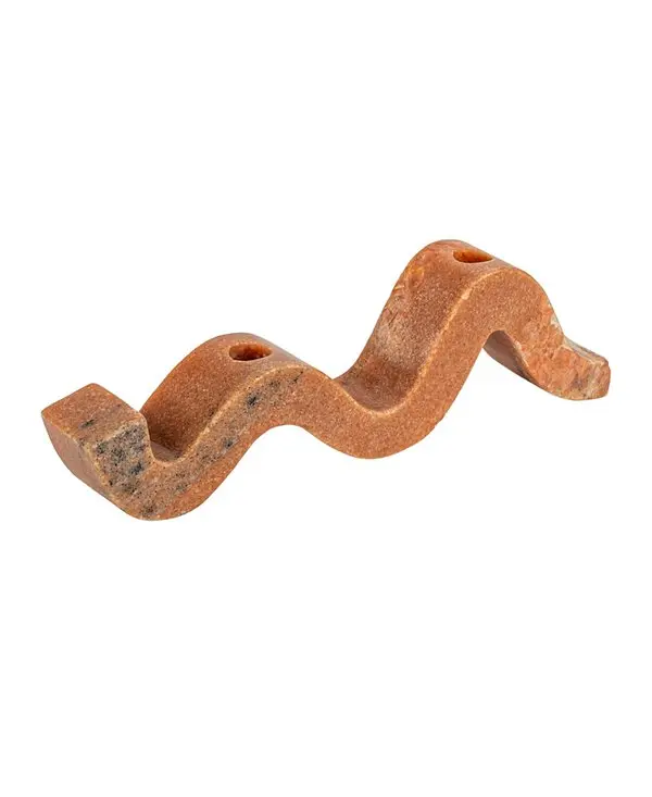 OLIVE GROVE Marble Wave Double Taper Candle Holder - Pink