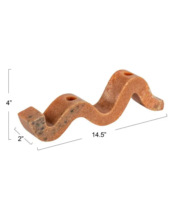 OLIVE GROVE Marble Wave Double Taper Candle Holder - Pink
