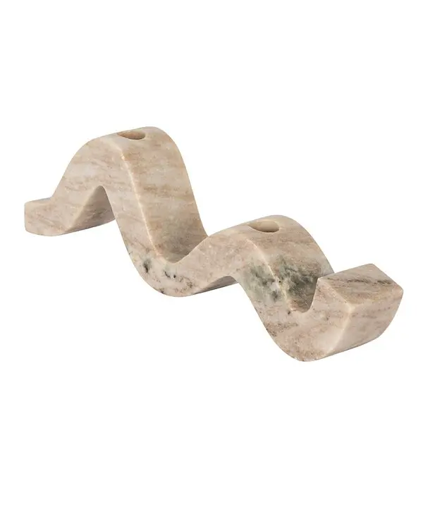 OLIVE GROVE Marble Wave Double Taper Candle Holder - Tan