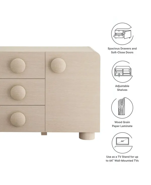 MODWAY Sonnet 57 Sideboard Storage Cabinet - Ash