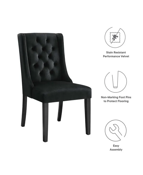MODWAY Baronet Performance Velvet Dining Chairs, Set Of 2 - Black