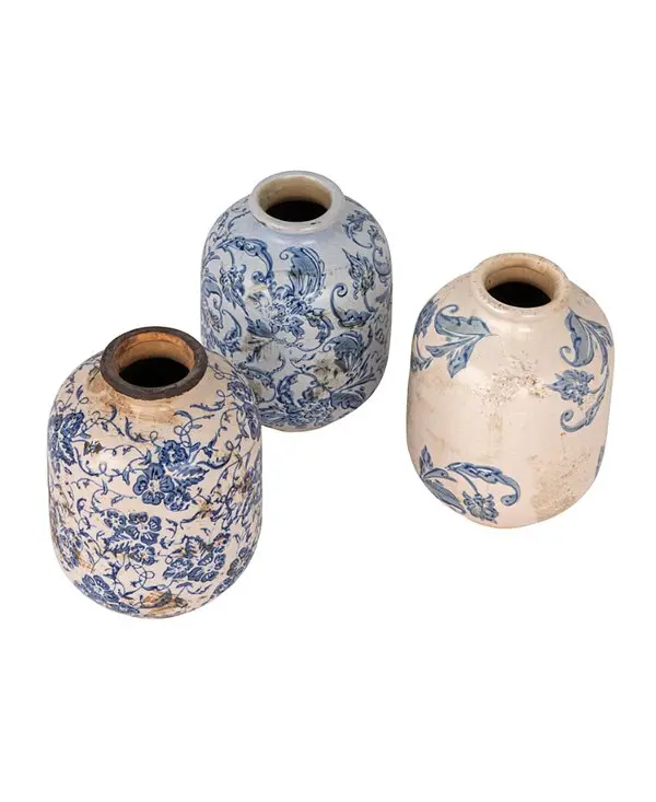 OLIVE GROVE Decorative Terra-cotta Vases With Heavy Distressing, Set Of 3