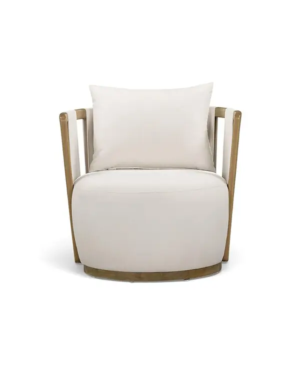 TOV FURNITURE Paolo Upcycled Basketweave Fabric Outdoor Accent Chair - Cream