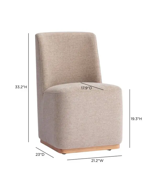 TOV FURNITURE Melissa Performance Fabric Rolling Dining Chair