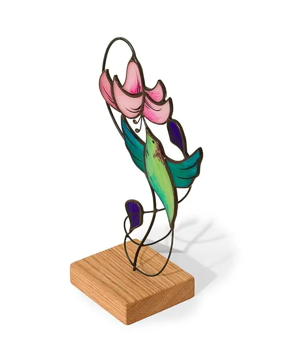 UNCOMMON GOODS Joyful Hummingbird Stained Glass Sculpture Avgul Oleg Avgul - Multi