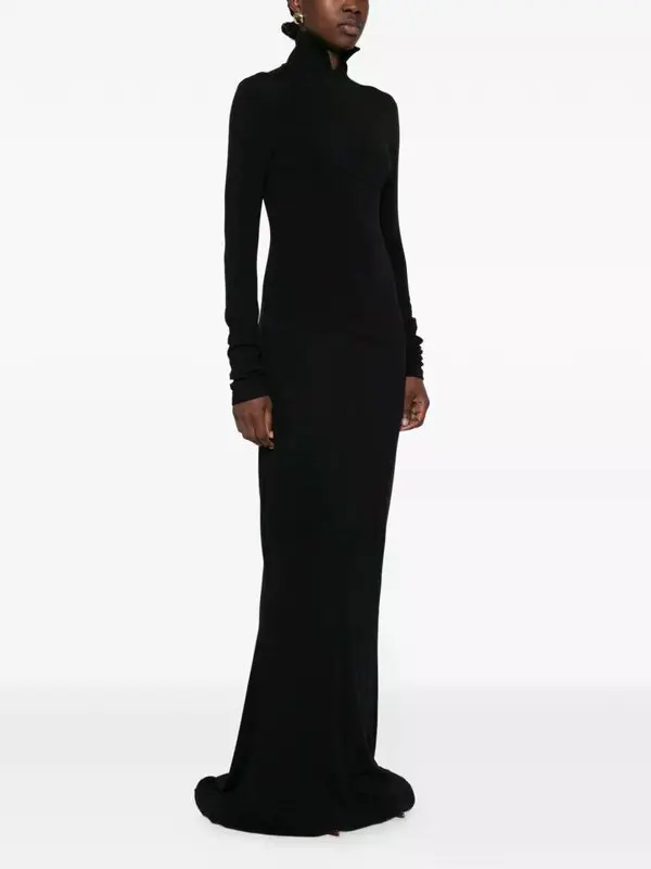 MUGLER Zip-up High-neck Maxi Dress - Black