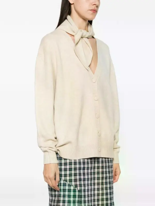 Plan C Scarf-detail V-neck Cardigan
