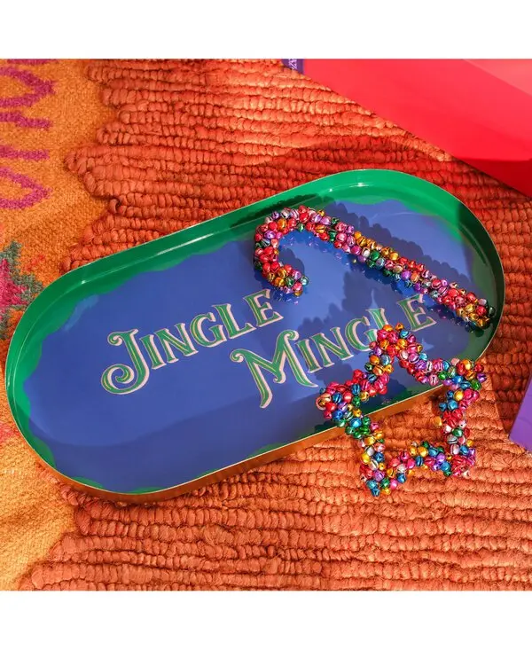 ZSA ZSA ZSU Nanpur Patterned Oval Metal Decorative Tray, 13 X7 X 1