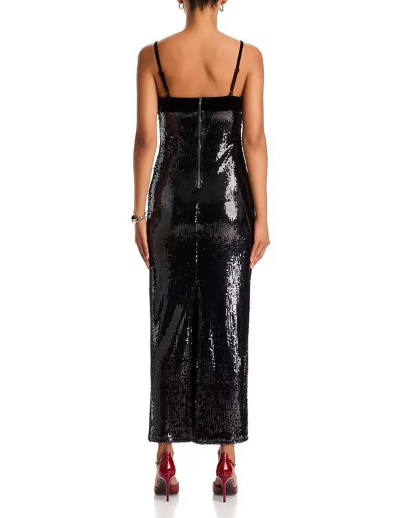 Aqua Velvet Bow Sequin Maxi Dress Exclusive