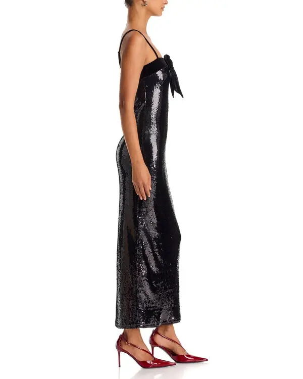 Aqua Velvet Bow Sequin Maxi Dress Exclusive