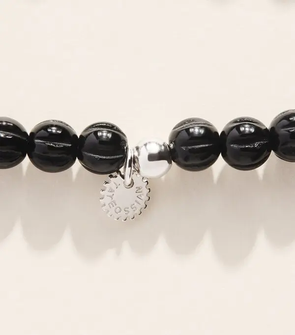 Tateossian Sterling Silver, Dinosaur Bone And Agate Gear Trio Bracelet