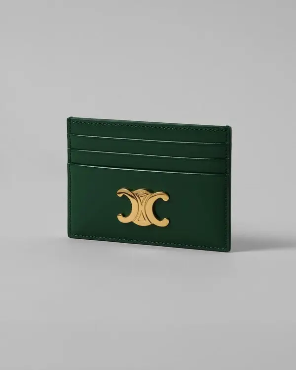 Celine Card Holder Triomphe In Shiny Calfskin