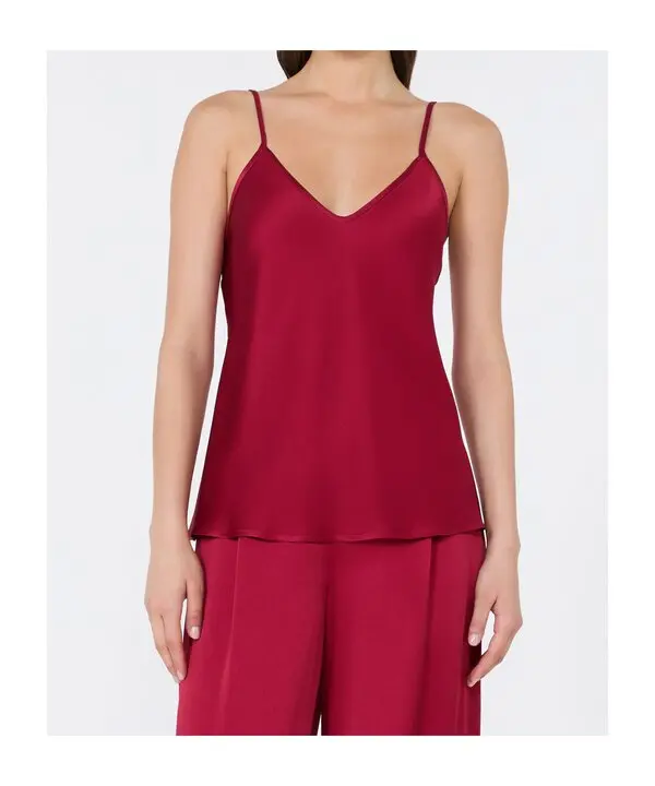 Max Mara Envers Satin Camisole Top Ruby - Ruby Colour
