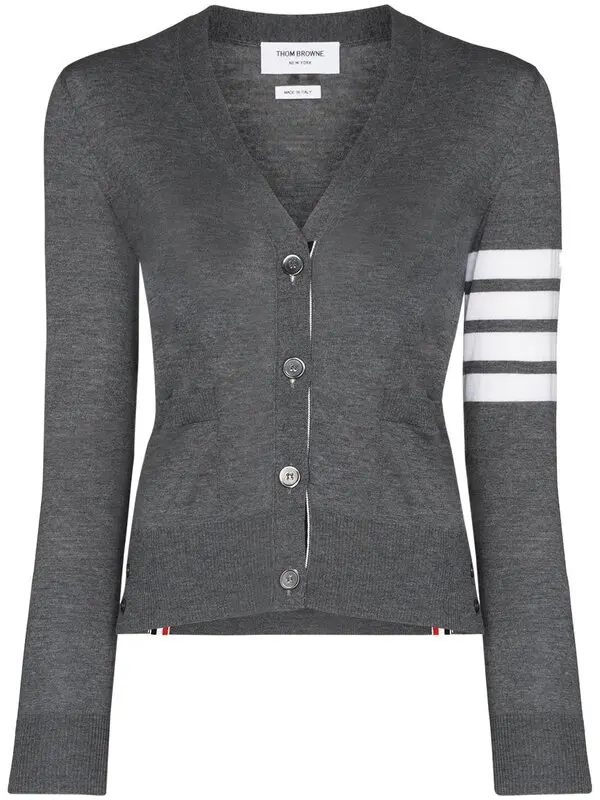 Thom Browne 4bar Wool Cardigan - Grey