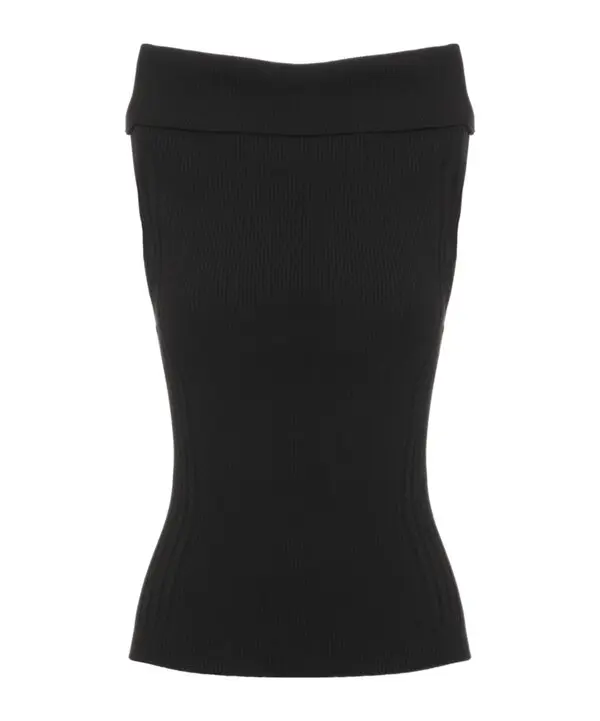 D.exterior Ribbed Sleeveless Knitted Top