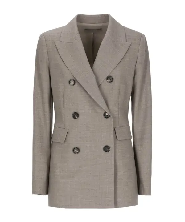 D.exterior Double-breasted Peak-lapel Blazer