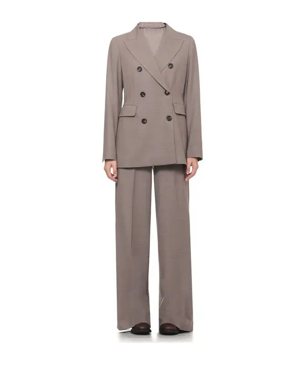 D.exterior Double-breasted Peak-lapel Blazer
