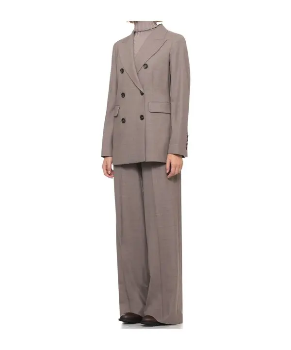 D.exterior Double-breasted Peak-lapel Blazer