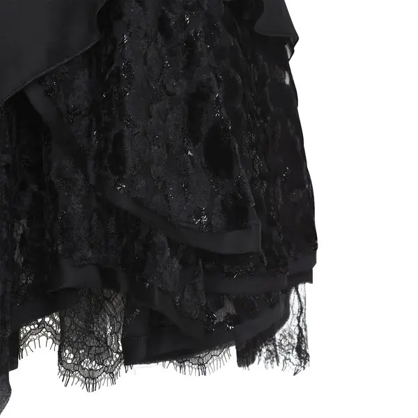 Roberto Cavalli Lace Trim Tiered Mini Dress