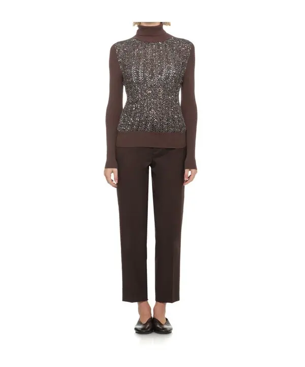 D.exterior Sequined Turtleneck Knitted Sweater