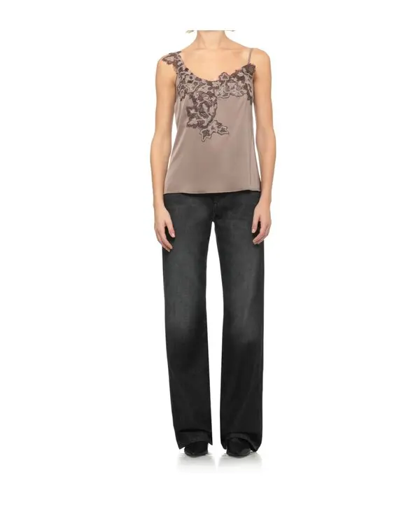 D.exterior Lace Trim Camisole Top