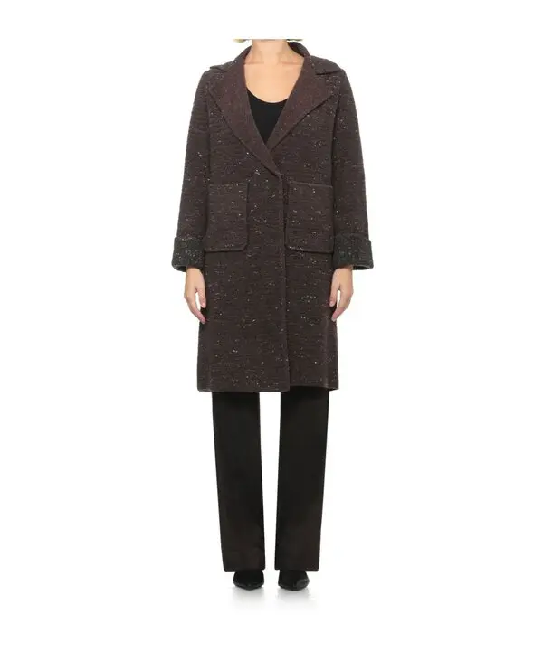 D.exterior Sequin Detail Single-breasted Coat