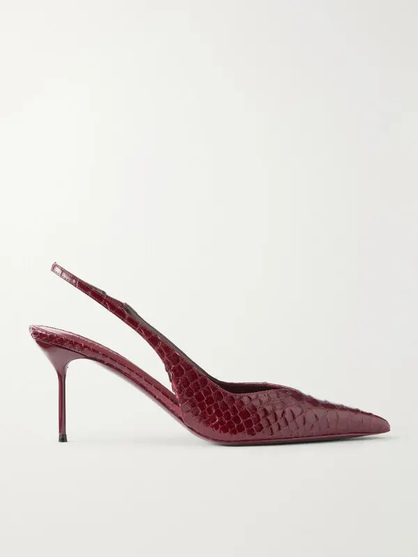 Paris Texas Lidia 70 Snake-effect Leather Slingback Pumps - Red